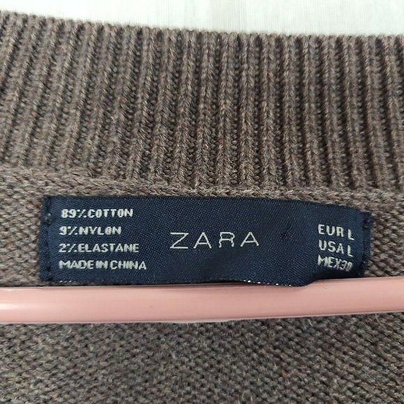 Zara | Sweaters | Zara Womens Brown Long Sleeve V Neck Bodywarmer ...